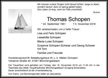 Traueranzeigen von Thomas Schopen | Trauer und Gedenken