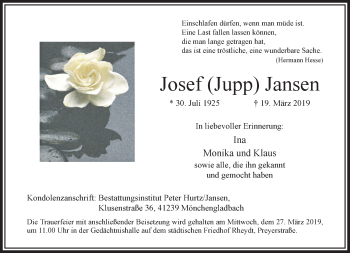 Traueranzeigen von Josef Jansen | Trauer und Gedenken